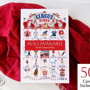 Circus Bingo - 50 PRINTABLE Unique Cards. Instant Digital Download PDF ...