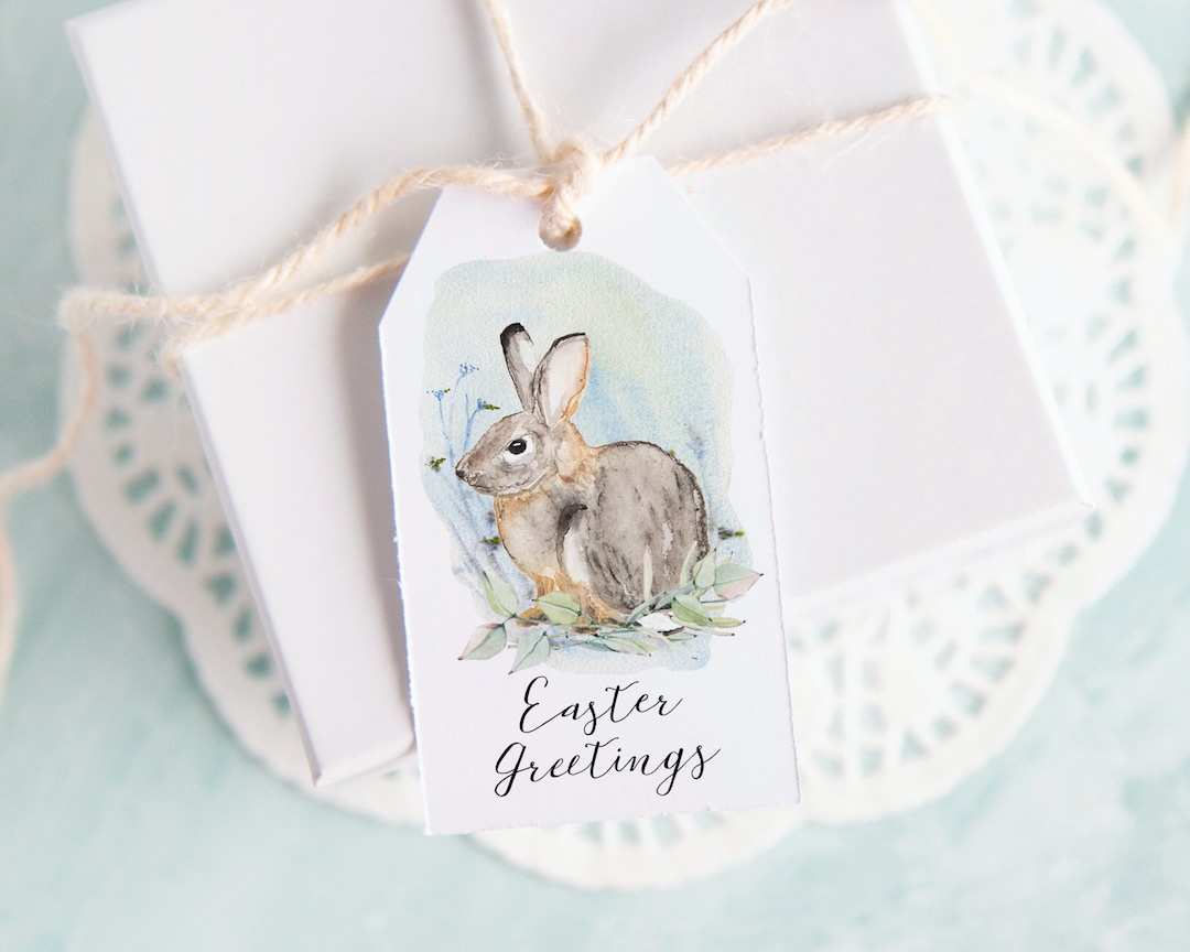 Rabbit Gift Tag Template - PRINTABLE Favor Bag Hang Tag. Easter Bunny ...