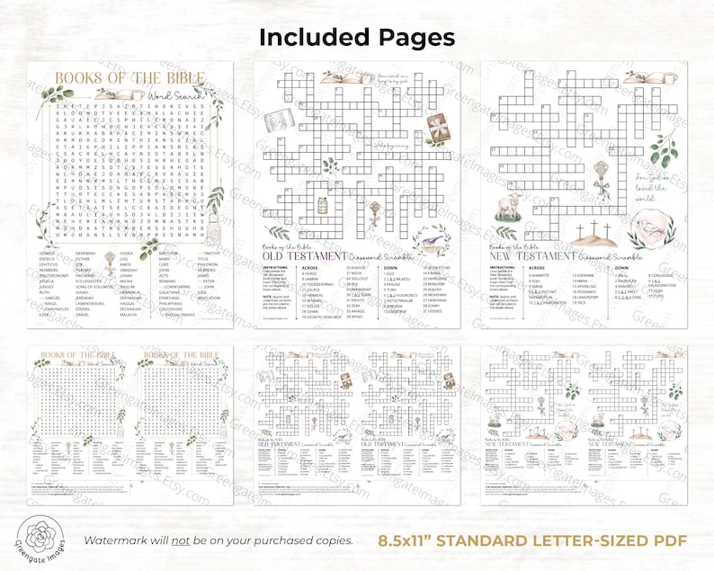 Books of the Bible Activities - PRINTABLE Instant Download Pdfs. Word ...