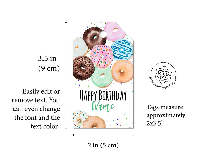 Donut Gift Tag - PRINTABLE Digital Download. Edit in Corjl. Favor Bag ...