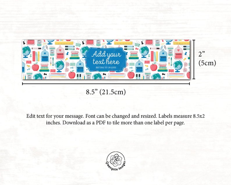 School Water Bottle Label PRINTABLE Corjl Editable Back to - Etsy