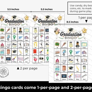 Graduation Bingo Cards - 50 PRINTABLE Unique Cards. Instant Digital ...
