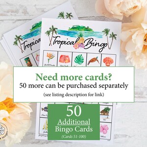 Tropical Bingo: PRINTABLE 50 Cards, Bingo Pdf Game, Party Game Ideas ...