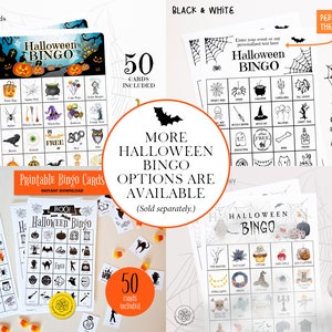 FILLABLE Halloween Bingo Template: 50 Cards Printable Bingo Pdf ...