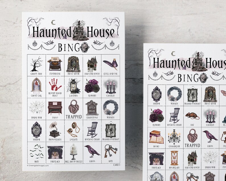 Haunted House Bingo Cards 50 PRINTABLE Bingo Cards Large - Etsy