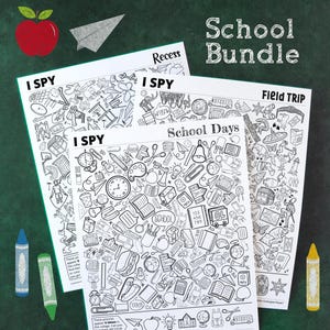 School I Spy Bundle - PRINTABLE - Answer Key Included! 3 Themed 8.5x11 ...