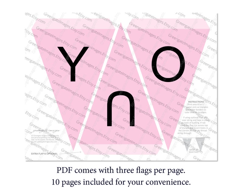 Pink Letter Banner - PRINTABLE, Editable Banner PDF. Instant Digital ...