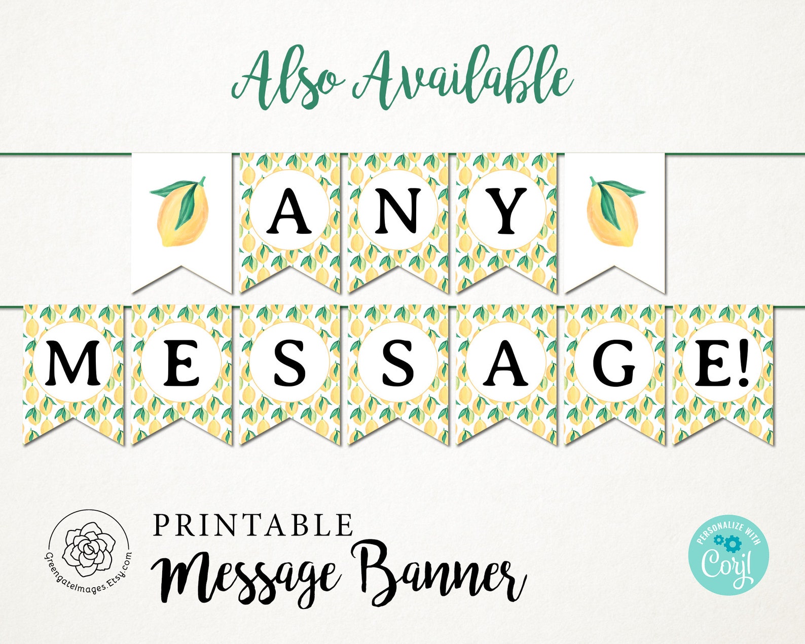 Lemon Bunting Printable Lemon Party Decor Printable Banner | Etsy
