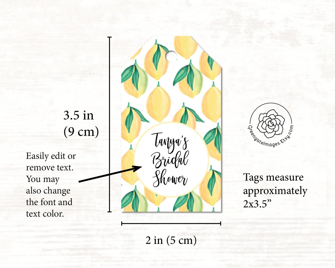 Lemon Gift/favor Tags Corjl Printable Gift Tags Editable | Etsy