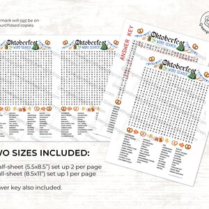 Oktoberfest Word Search - Big PRINTABLE 45-word Find. Instant Download ...