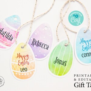 Easter Egg Gift Tags - Corjl Editable, Favor Tag, Printable Hang Tag ...