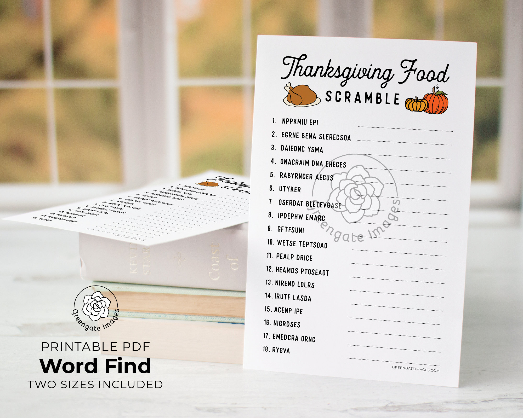 Thanksgiving Food Word Scramble - PRINTABLE Downloadable Activity. Word ...