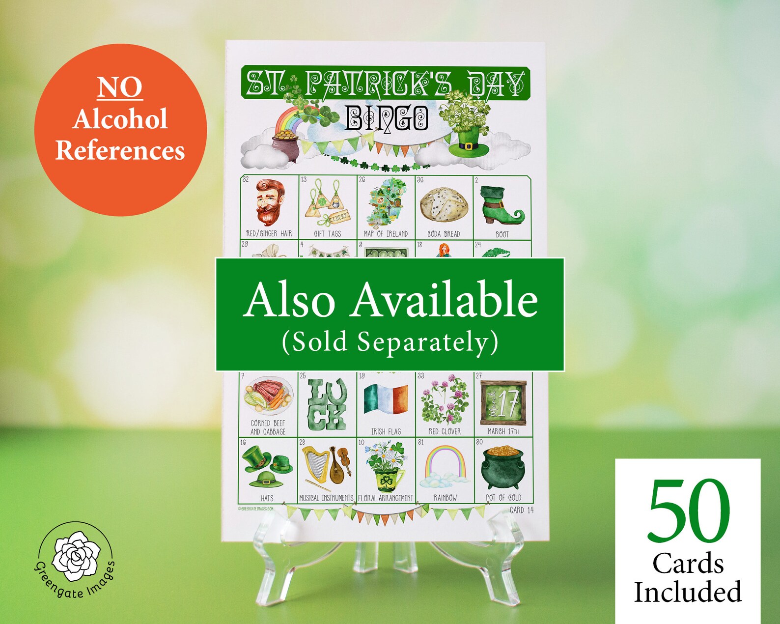 St. Patrick's Day Bingo Cards: Printable Bingo Cards, 50 Cards, Kids ...