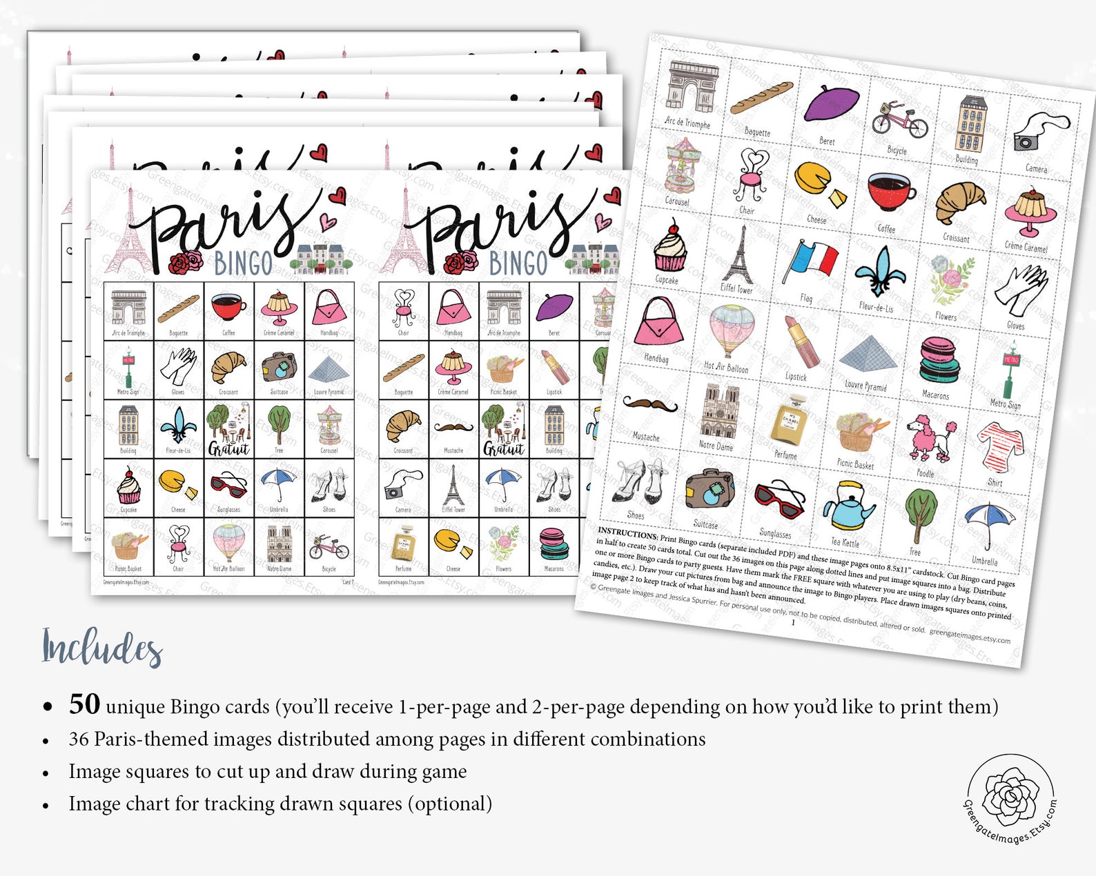 Paris Bingo Cards: Printable Bingo Cards 50 Cards Senior - Etsy Canada