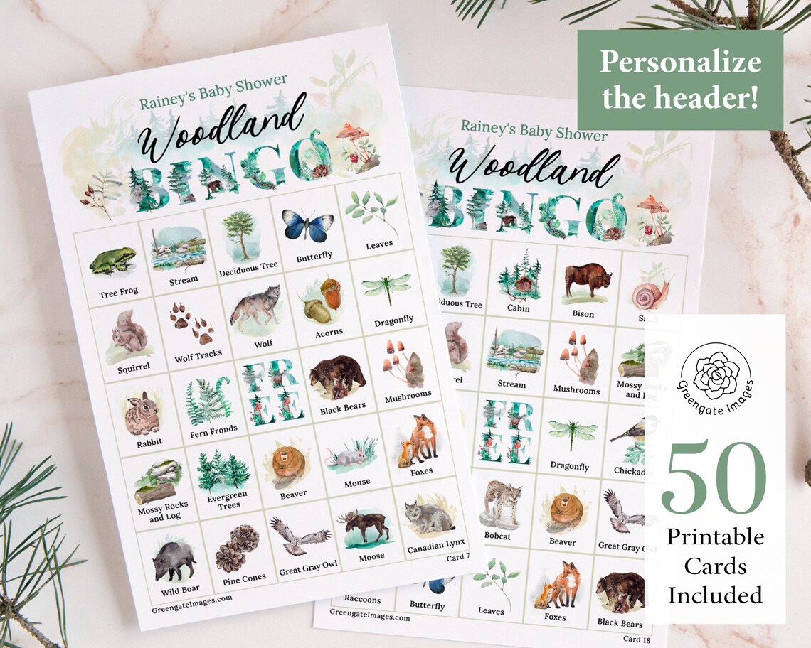 Woodland/forest Bingo 50 PRINTABLE Unique Cards Game Idea - Etsy