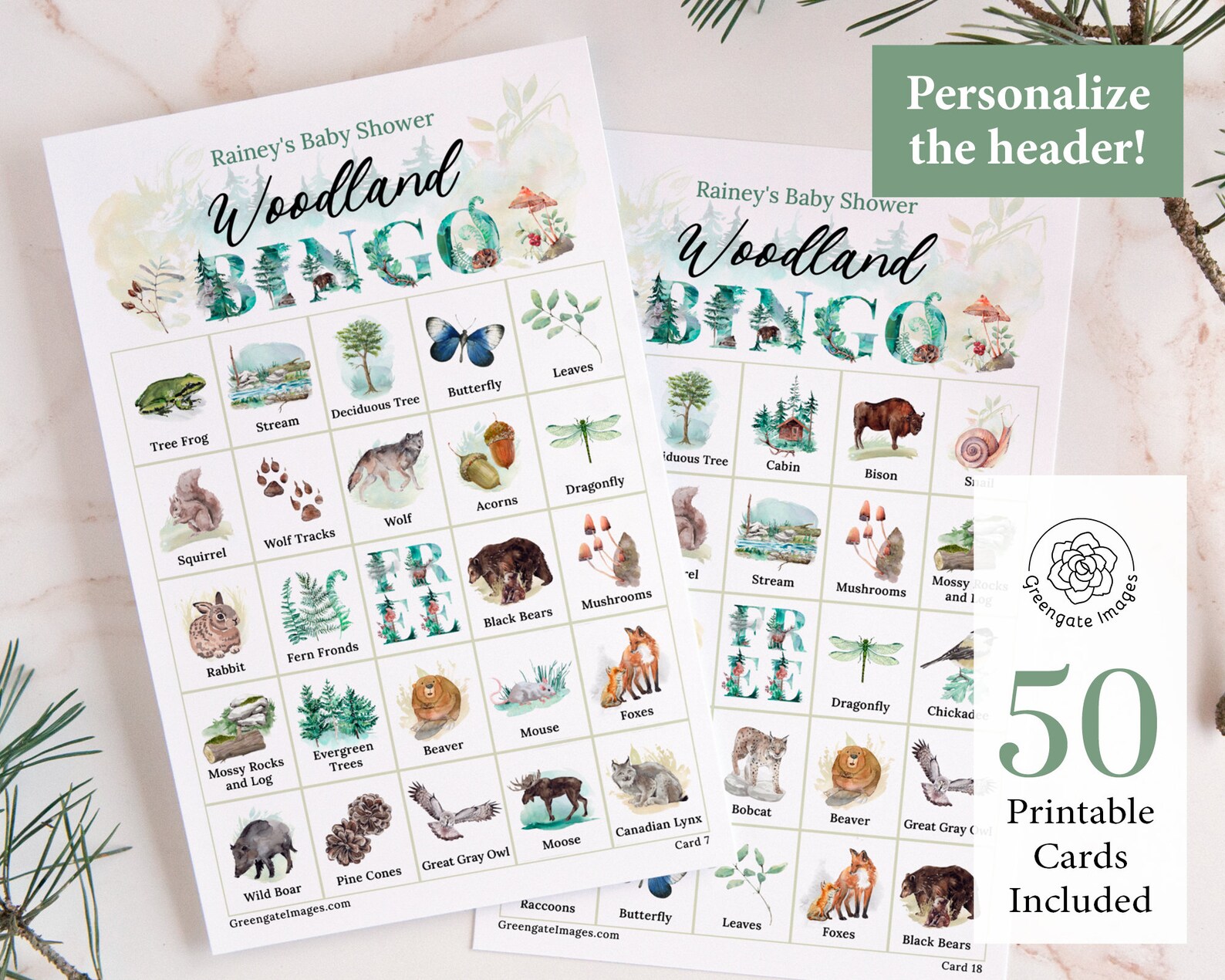 Woodland/forest Bingo - 50 PRINTABLE Unique Cards, Game Idea, Great ...
