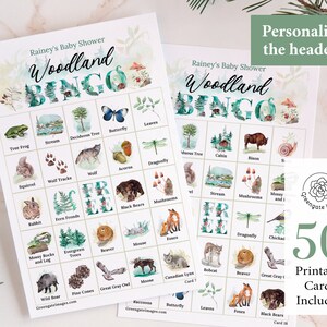 Woodland/forest Bingo - 50 PRINTABLE Unique Cards, Game Idea, Great ...
