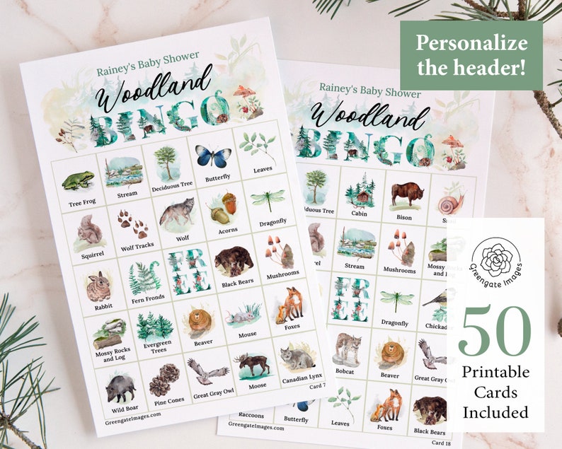 Woodland/forest Bingo 50 PRINTABLE Unique Cards Game Idea - Etsy