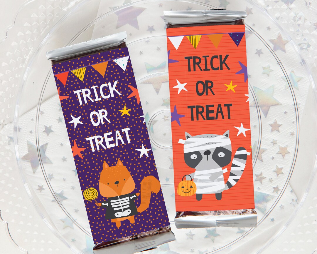 Halloween Woodland Animals Candy Bar Wrappers - PRINTABLE Candy Sleeve ...