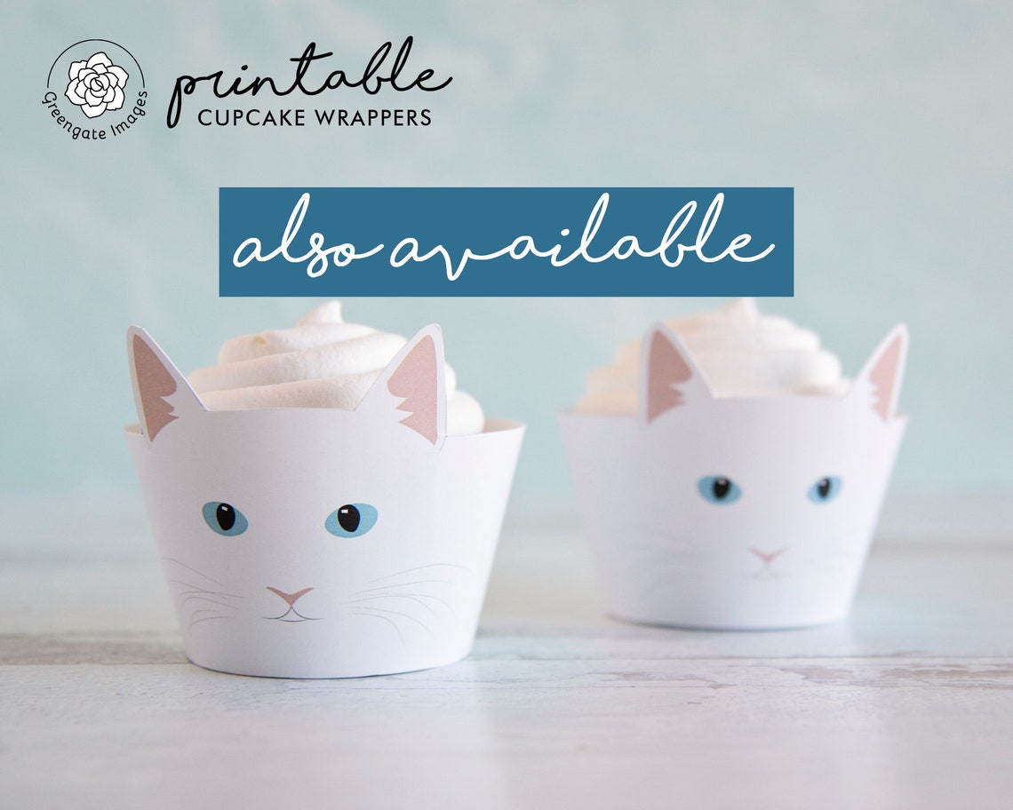 Black Cat Cupcake Wrappers PRINTABLE Halloween Cupcake - Etsy