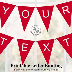 Red Letter Banner - PRINTABLE, Editable Banner PDF. Instant Digital ...