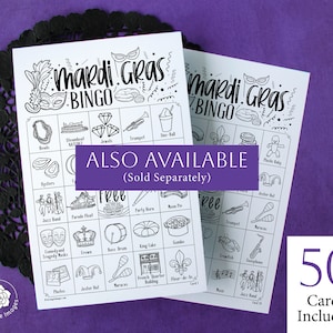 Mardi Gras Bingo Cards: 50 Printable Bingo Cards, Senior Citizen ...