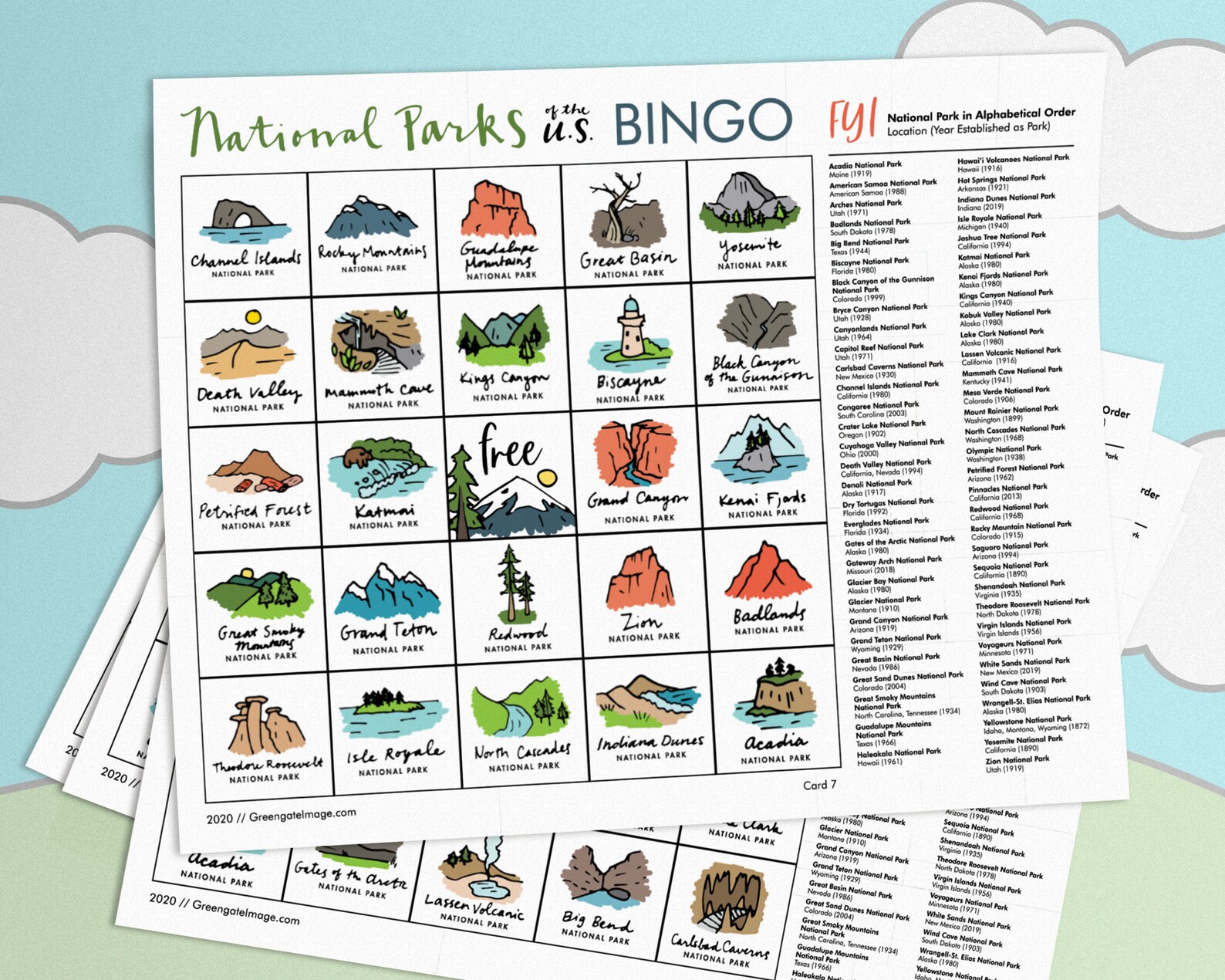 National Parks Bingo 50 Cards PRINTABLE Senior Citizen - Etsy