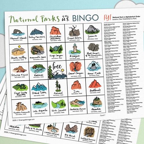 National Parks Bingo 50 Cards PRINTABLE Senior Citizen - Etsy