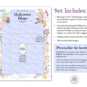 FILLABLE Halloween Bingo Template: 50 Cards Printable Bingo Pdf ...