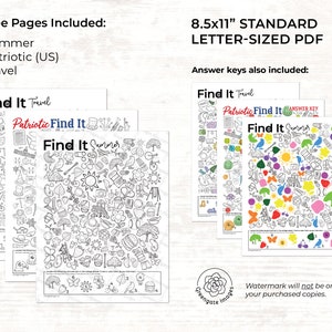 Summer "find It"/i Spy Bundle - PRINTABLE I Spy Spot It Pages. Instant ...