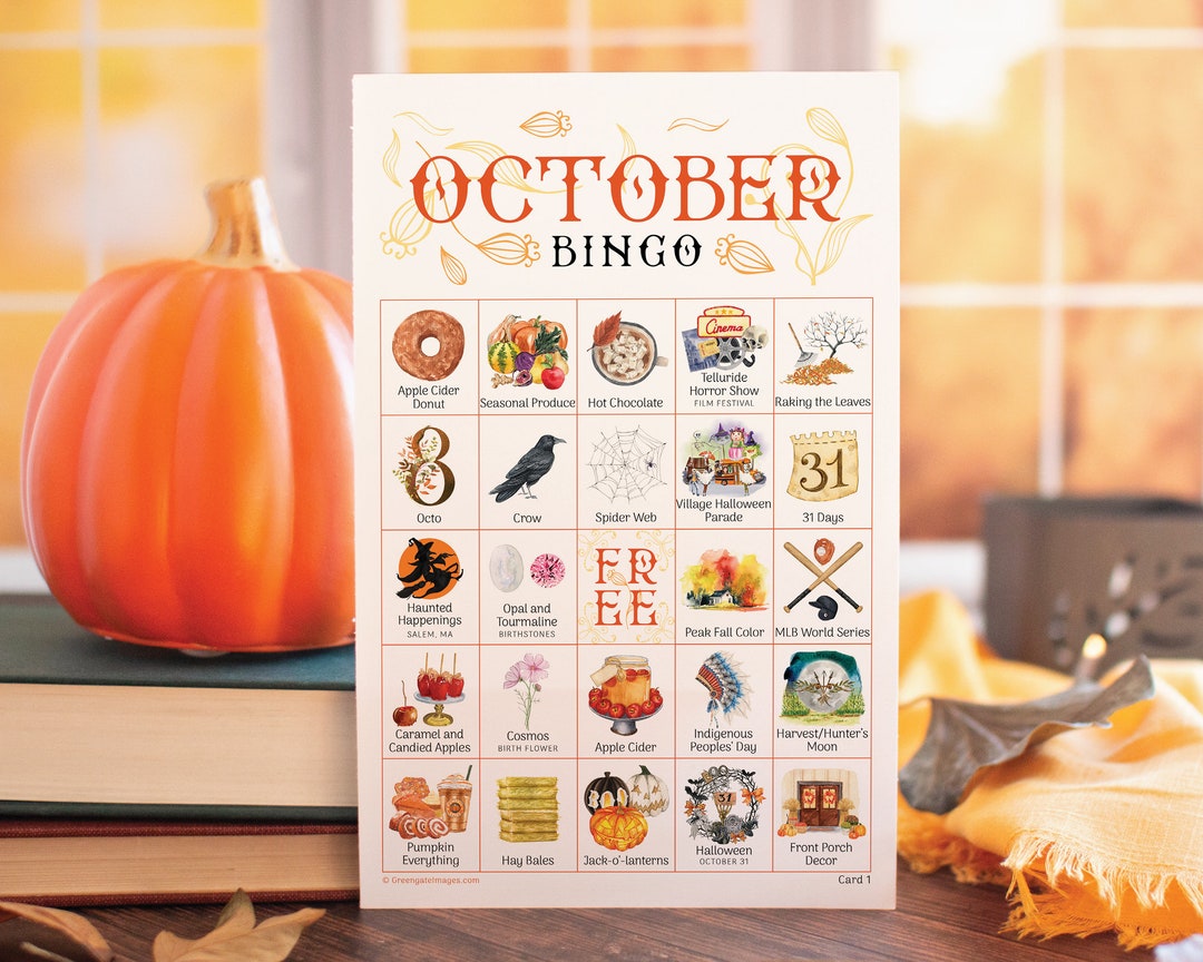 October Bingo - 50 PRINTABLE Unique Cards. Instant Digital Download PDF ...