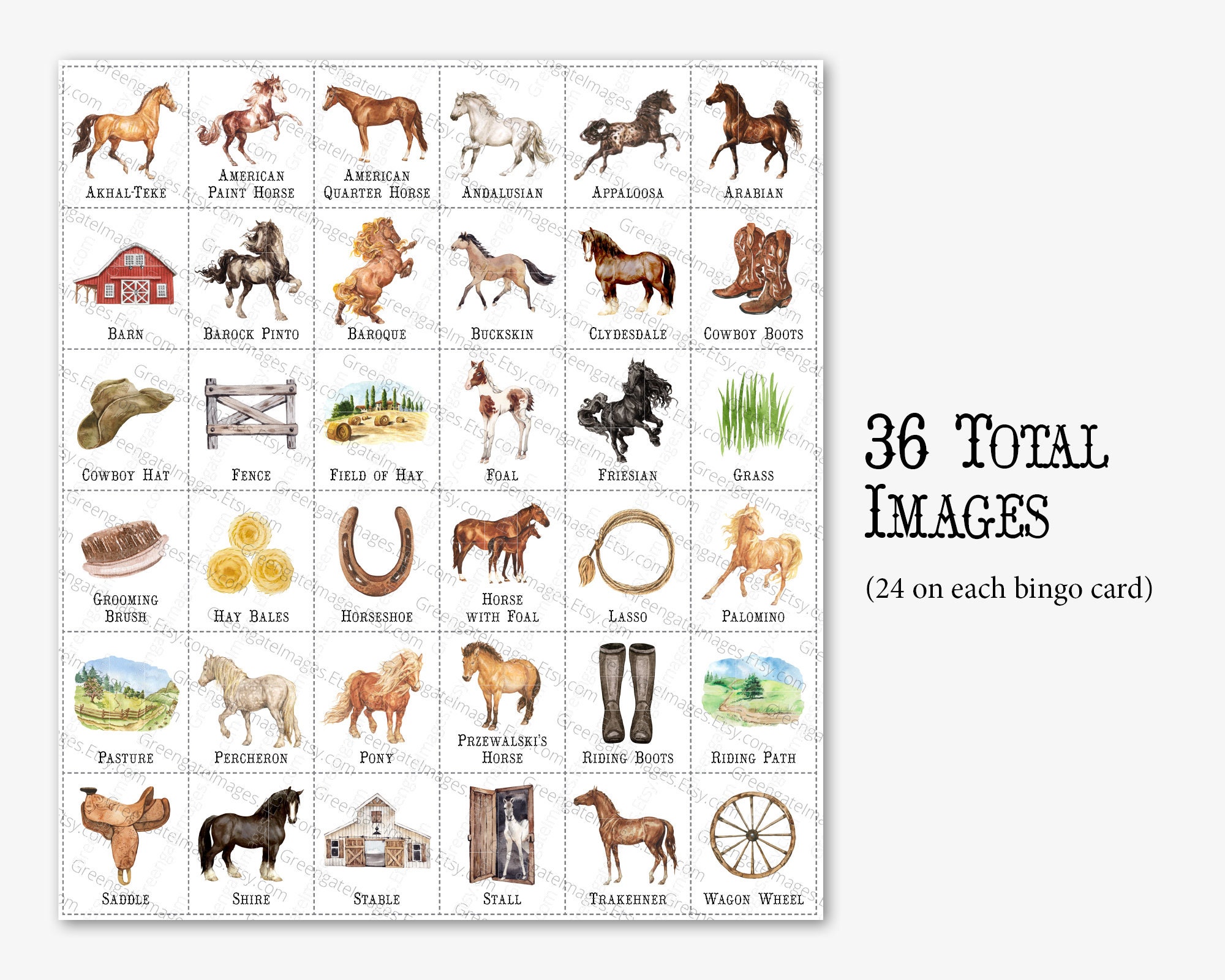 Horse Bingo: 50 Printable Bingo Cards Cowgirl Party Cowboy - Etsy Canada