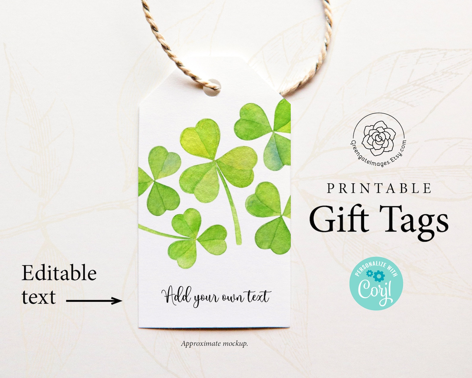 Shamrock Gift Tags St. Patrick's Day Printables Corjl | Etsy