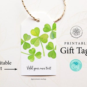 Shamrock Gift Tags St. Patrick's Day Printables Corjl - Etsy