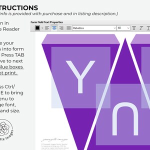 Purple Letter Banner - PRINTABLE, Editable Banner PDF. Instant Digital ...