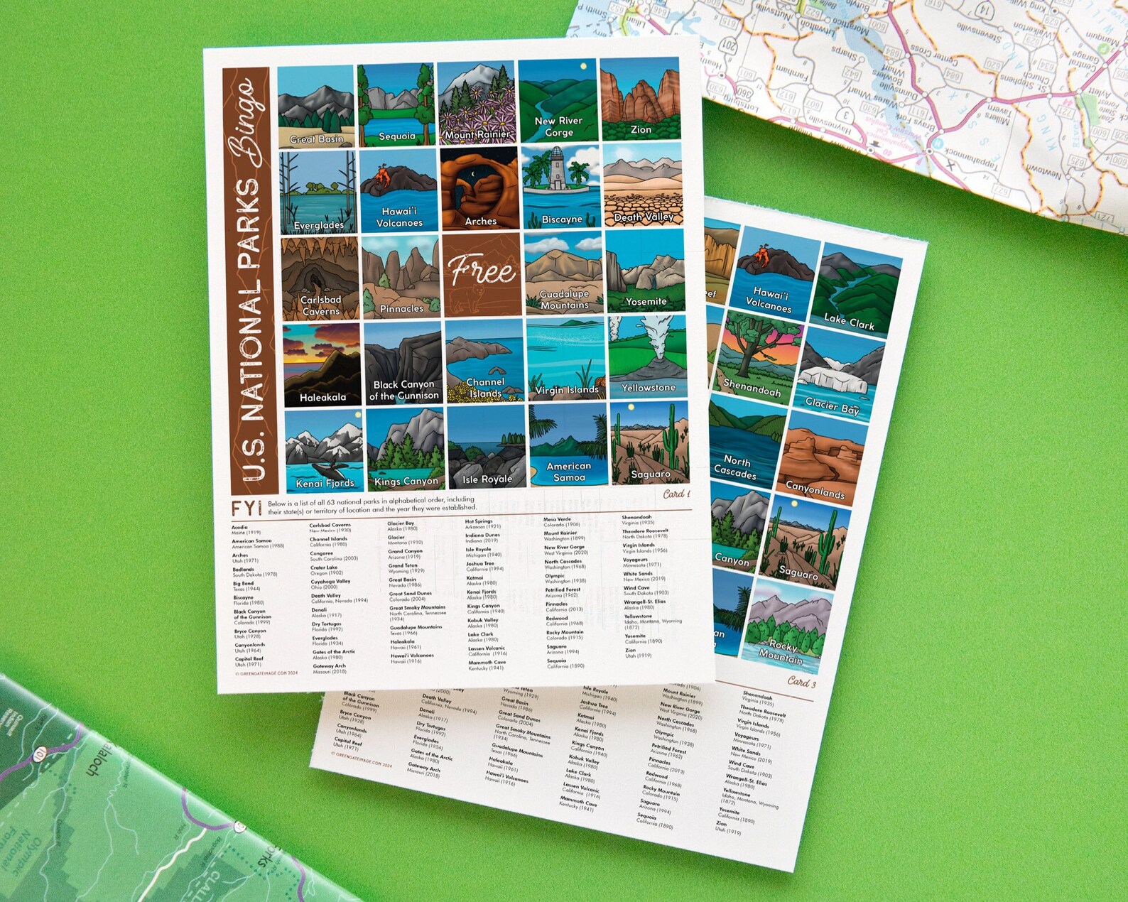 National Parks Bingo - 50 Cards, PRINTABLE, Senior Citizen Activities ...