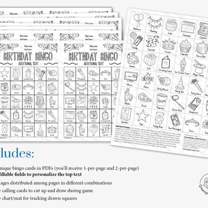 Personalized Birthday Bingo: 50 Printable Bingo Cards - BW Customized ...