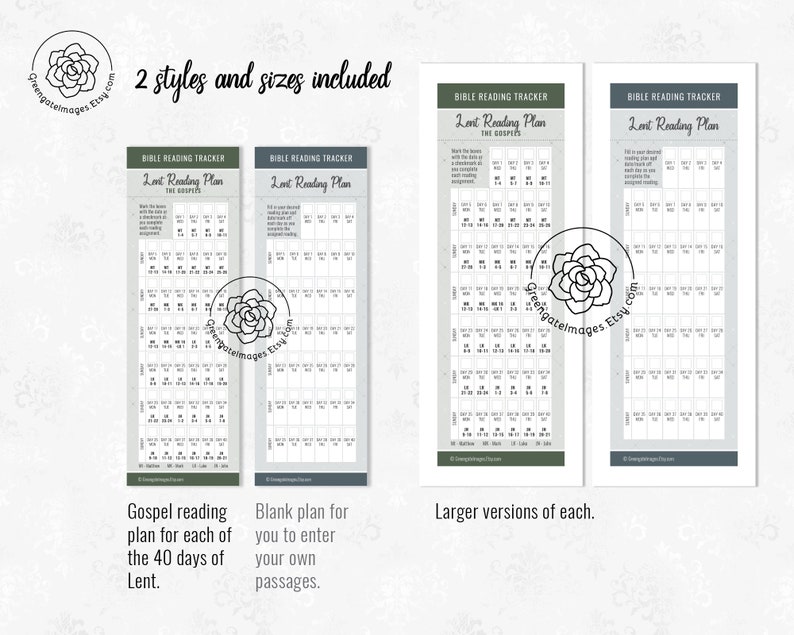 Lent Bookmark Bible Tracker - Printable Bookmark, Lenten Reading Plan ...