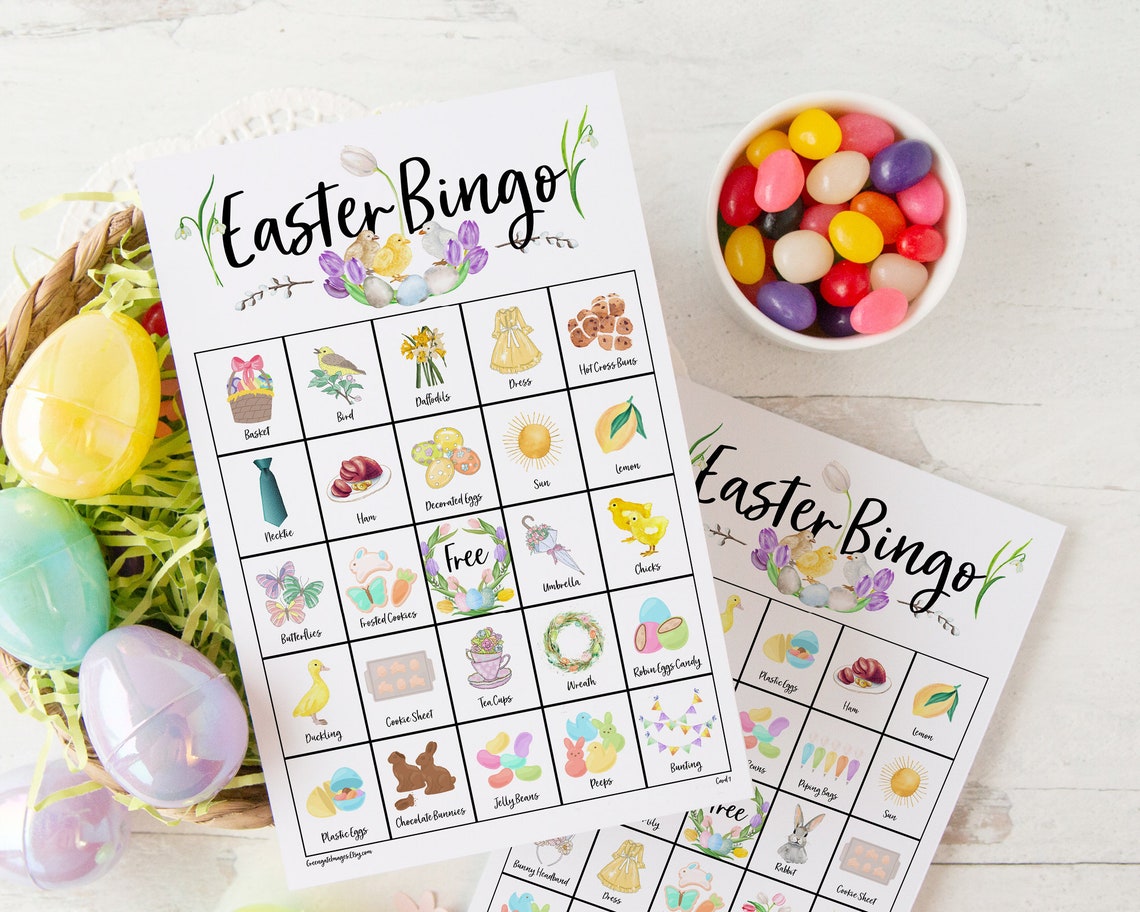 Easter Bingo Cards: Printable Bingo Cards 50 Cards Senior - Etsy