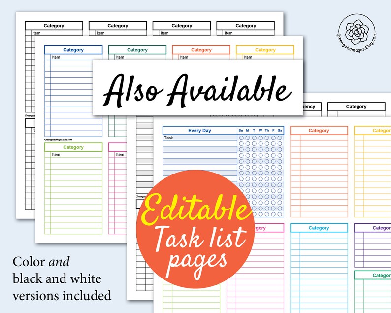 Printable List Paper - Editable List Page, Downloadable Shopping List ...