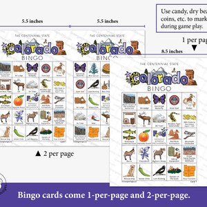 Colorado Bingo Cards - 50 PRINTABLE Unique Cards to Download Instantly ...