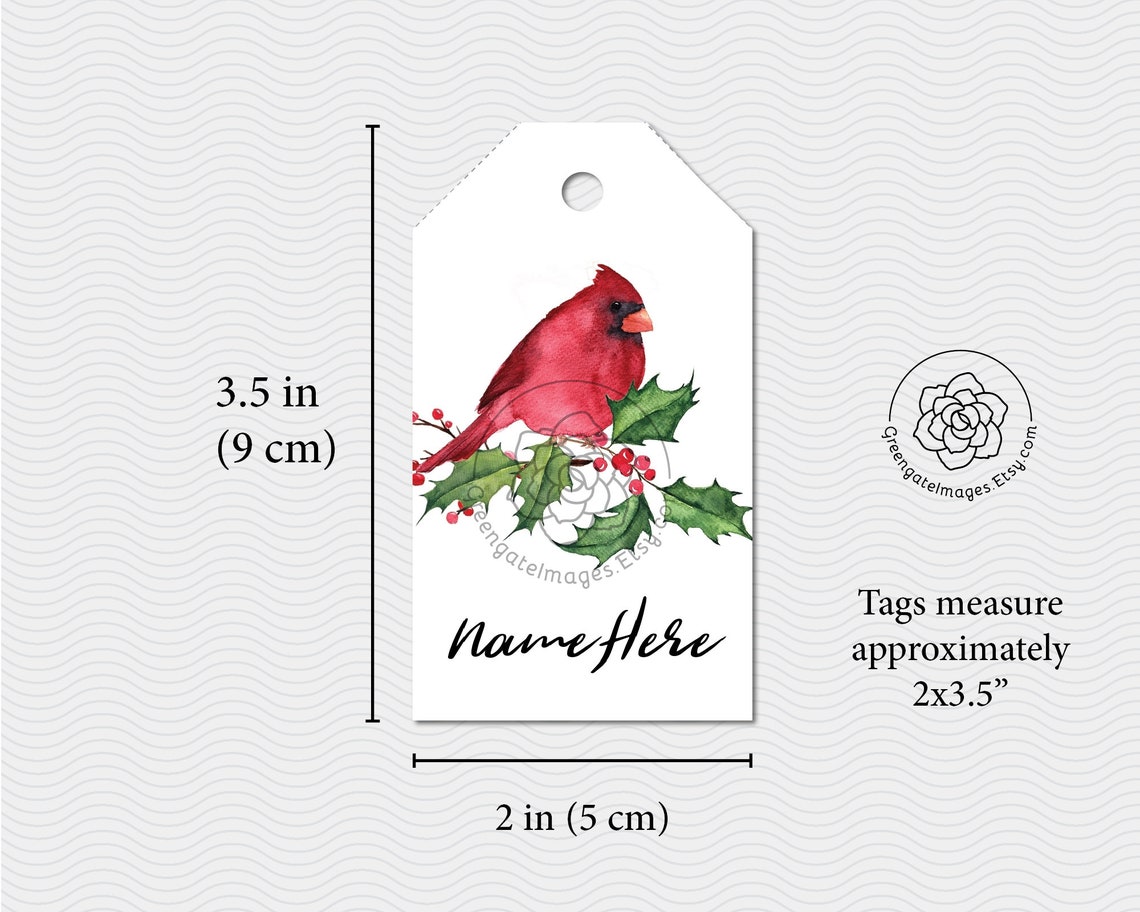 Cardinal Christmas Gift Tags PRINTABLE Tags That You Edit in - Etsy