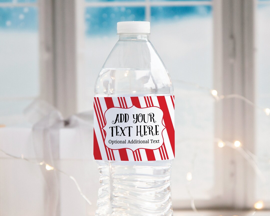 Christmas Water Bottle Label Printable, Corjl Editable, Beverage Wrap ...