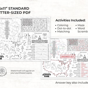 USA Patriotic Activity Page - Instant Download PDF Games for Kids ...