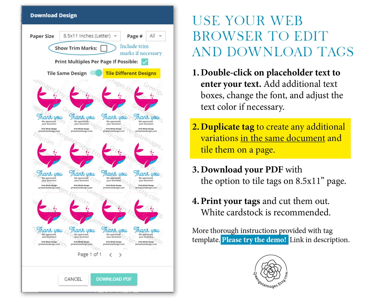 Logo Gift Tags Printable Gift Tags Edit in Corjl Small - Etsy Canada