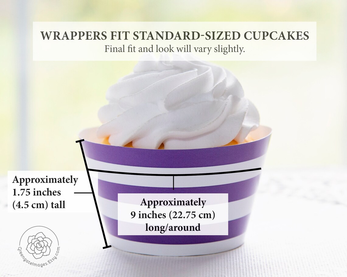 Purple Striped Printable Cupcake Wrapper - Purple and White Stripe ...