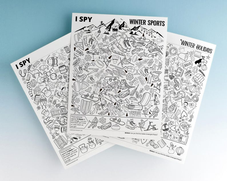 Winter I Spy Bundle - PRINTABLE - Answer Key Included! Three 8.5x11 ...