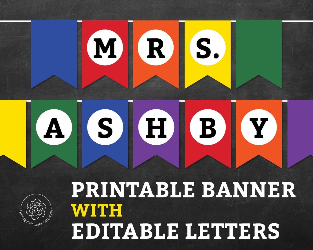 Rainbow Letter Banner Editable Printable Message Bunting - Etsy