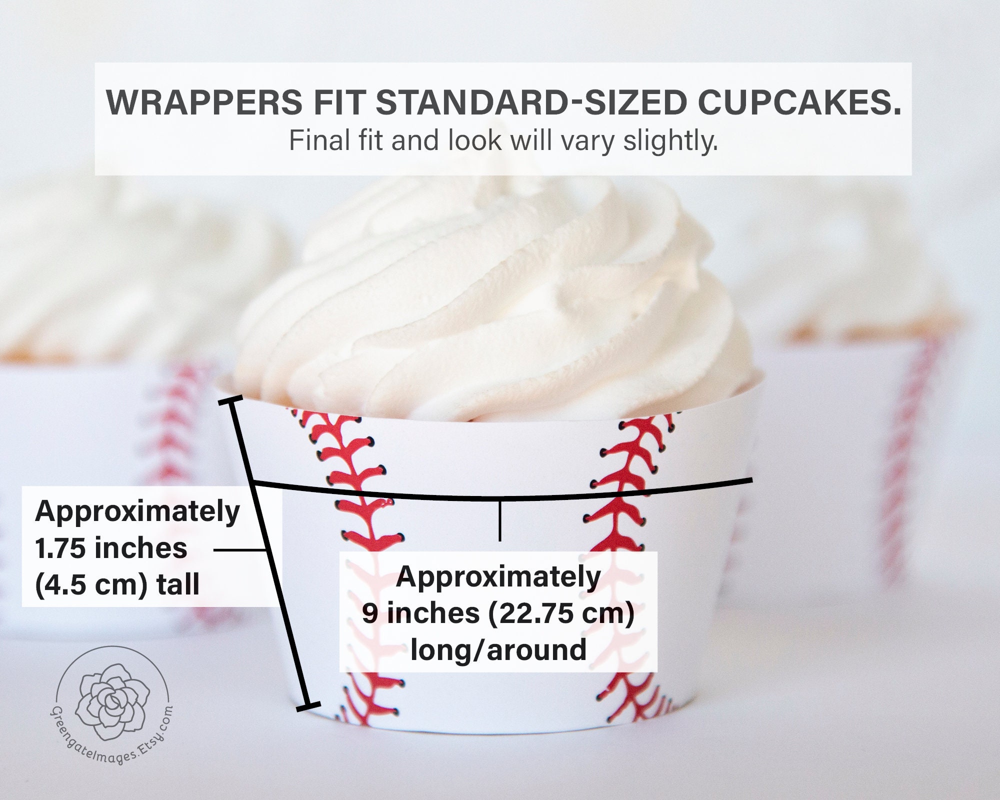 Baseball Cupcake Wrappers - PRINTABLE Cupcake Wrappers, Instant ...