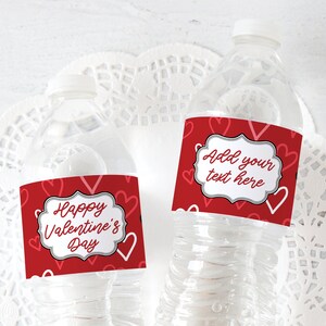 Valentine Water Bottle Label Printable, Corjl Editable, Beverage Wrap ...